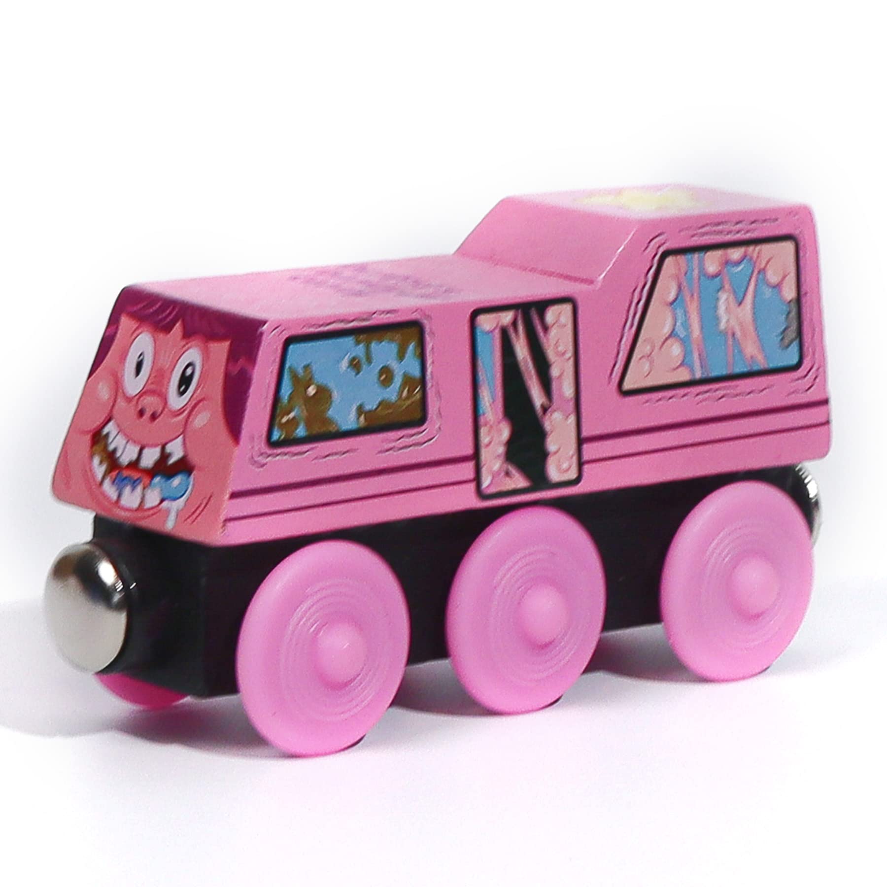 ZANY TRAINS Series 1 - Wooden Train Set with Cargo - Compatible with All Wooden Train Sets - Wooden Train Cars (Sugar Rush Susie)
