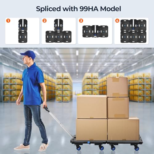 MUNBYN Platform Truck, Push Cart Dolly Moving Foldable Hand Truck, 300lbs Portable Trolley for Garage Household & Office Use Storage
