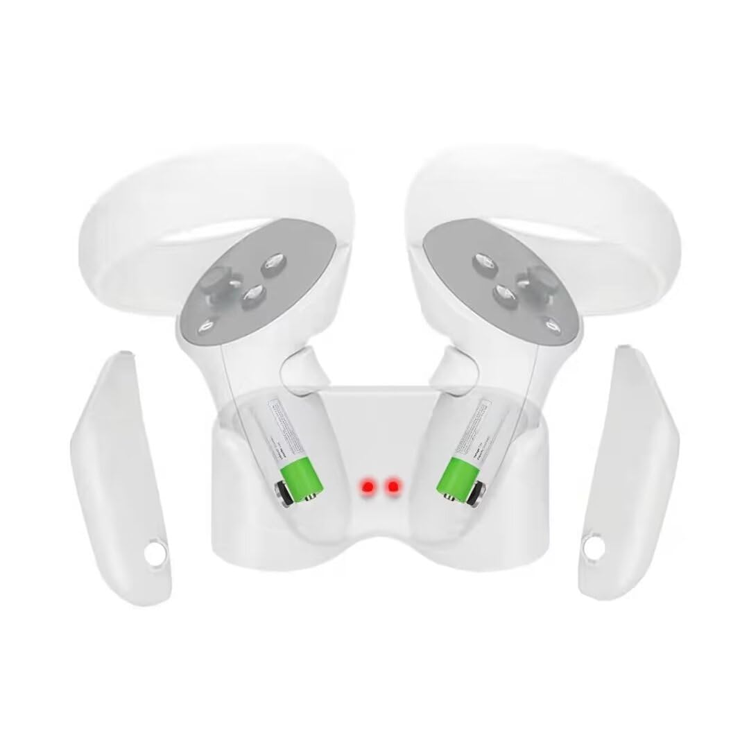 Soarzis Oculus Quest 2 Charging Dock, Oculus Quest 2 Controller & VR Headset Charging with 2 Rechargeable Batteries and Battery Cover, Magnetic Charging Station for Oculus Quest 2