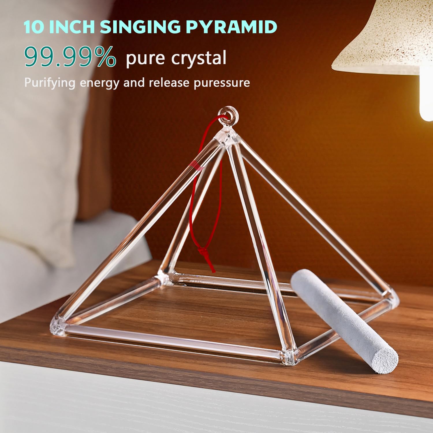 CVNC 12 Inch Quartz Crystal Singing Pyramid Healing Musical Instrument + Carry Case Bag For Sound Healing Meditation