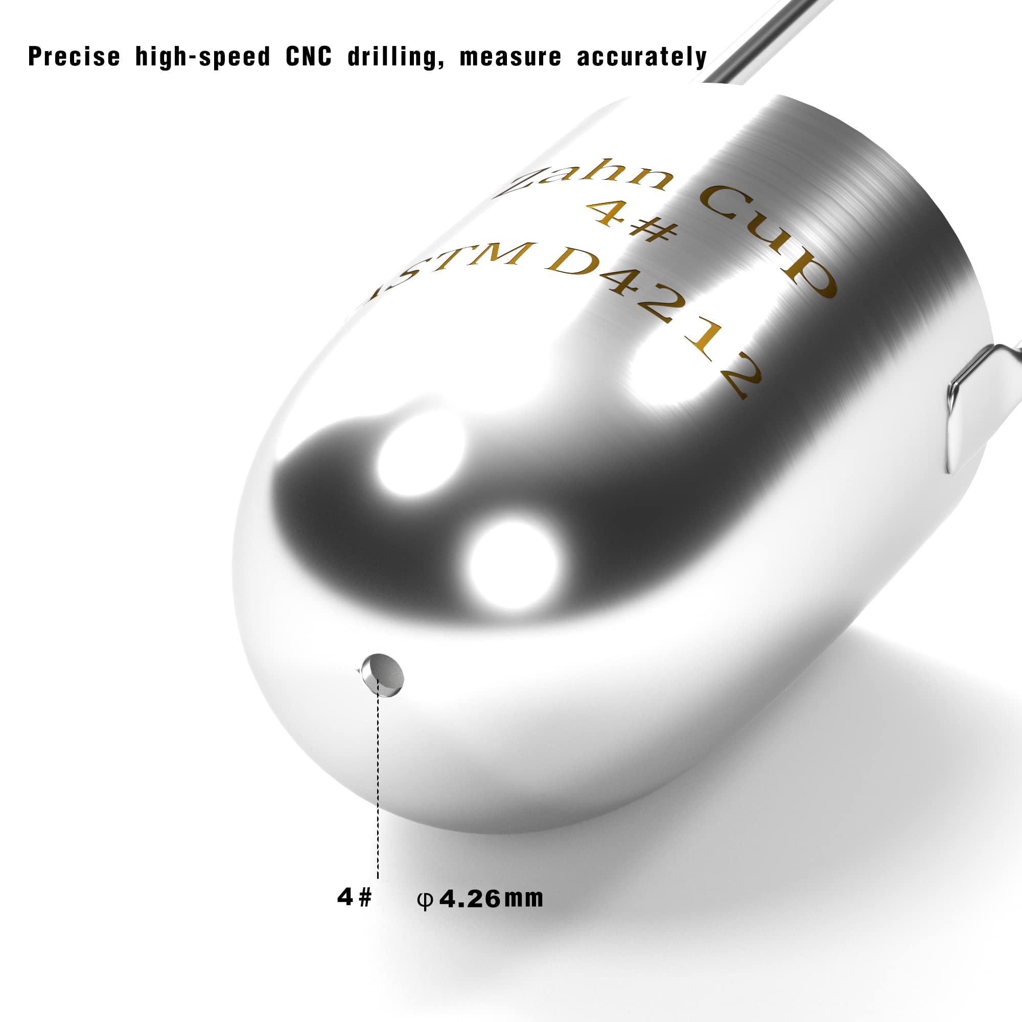 Viscosity Cup No. 4 Zahn Cup, 4 Viscometer Dip Type 44ml Viscosity Cup for Paint Sprayer, Stainless Steel Flow Cup for Oil Paint Finishes Honey Sauce