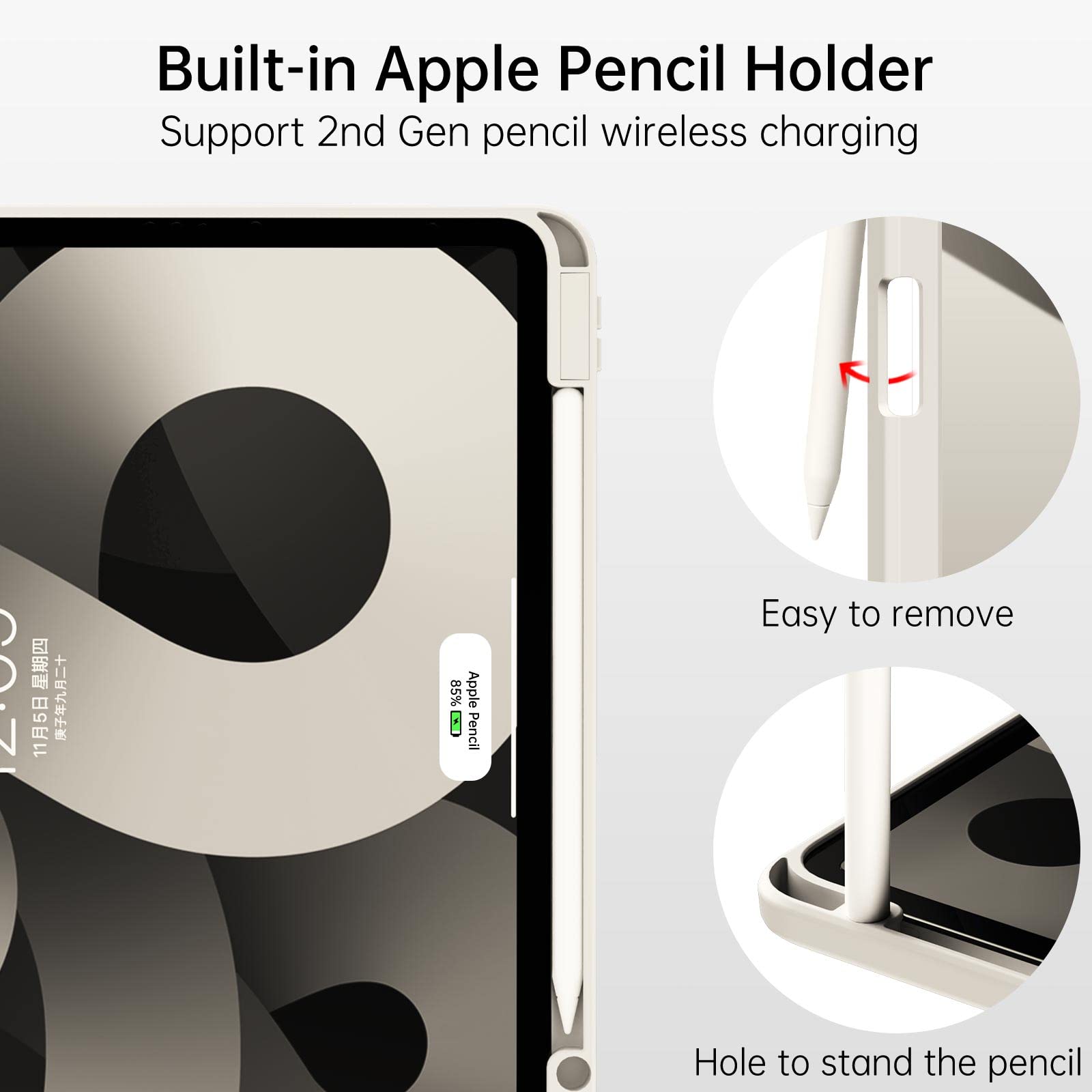 iPad 10th Generation Case 2022 with Pencil Holder,iPad Case 10th Gen Slim Smart Trifold Cover with Clear Back Shell,10.9 Inch iPad 10 Case, Auto Sleep/Wake(White)