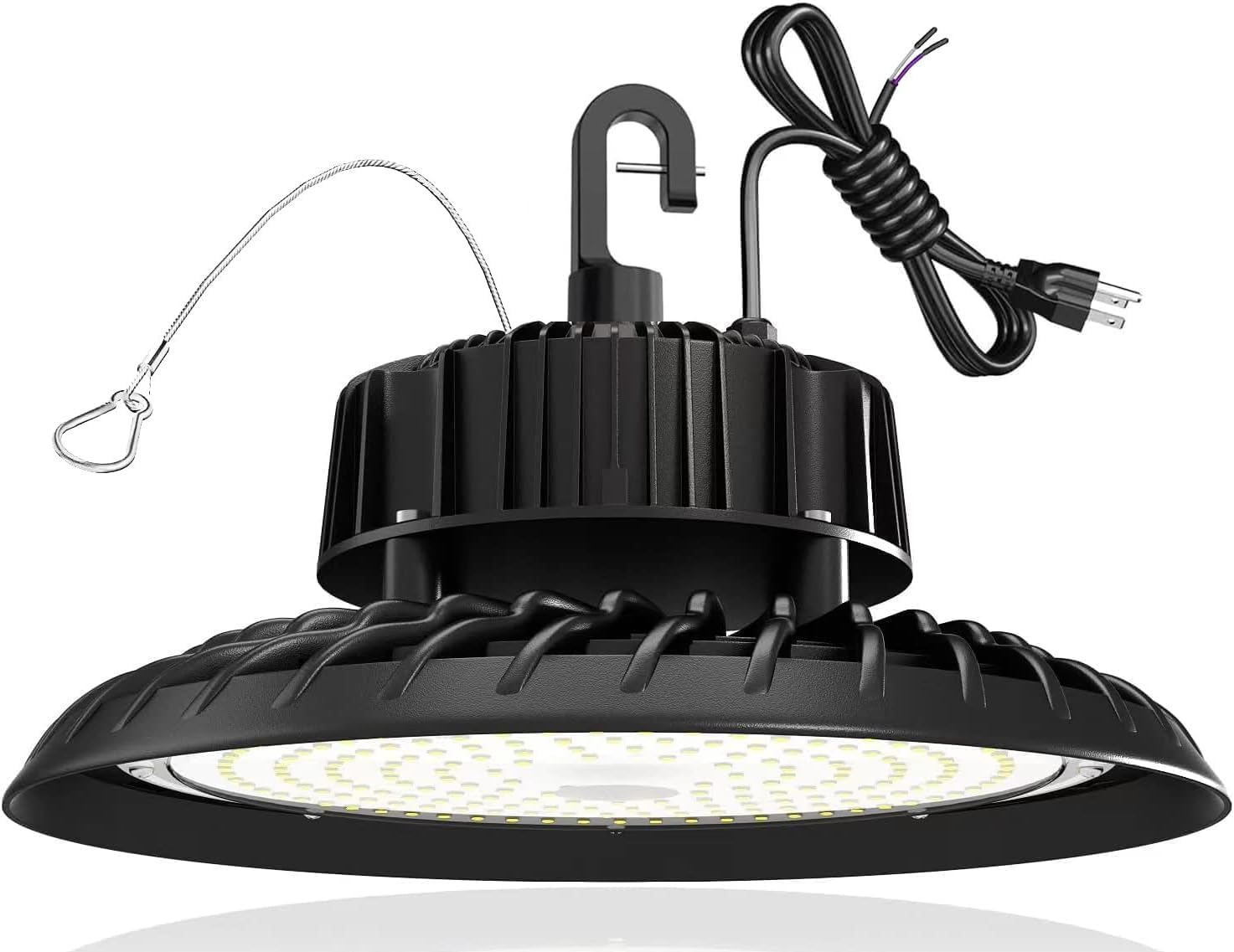 VPCRT6 Super Bright LED High Bay Light 300W, 30% Brighter Than Normal LED, 43500LM with US Plug, 5000K 0-10V Dimmable UL Listed for Commercial Warehouse Barn Garage Workshop Factory, IP65