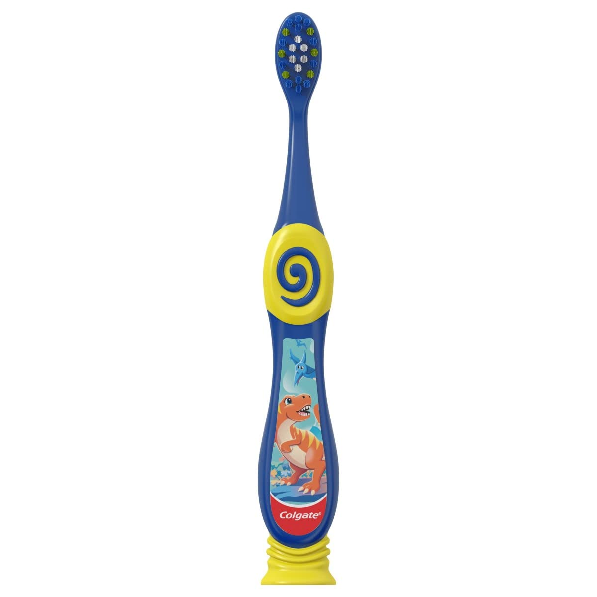 Colgate Dinosaur Toothbrush for Children with Suction Cup, Kids 2-5 Years Old, Extra Soft - Pack of 4