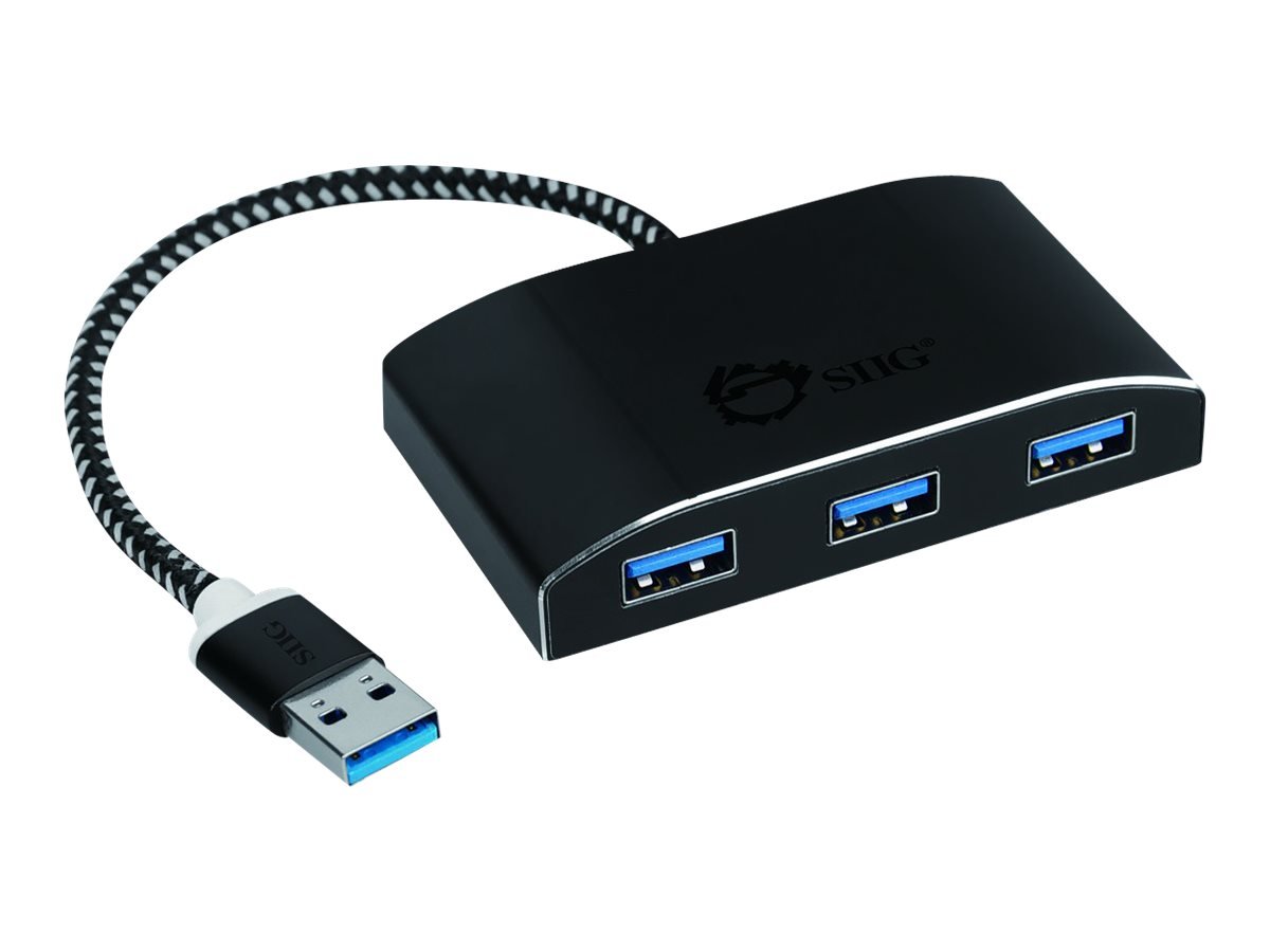 SIIG SuperSpeed 4 Port USB 3.0 Hub With 5V Power Adapter and Woven Braided USB - Powered Hub & Port Adapter