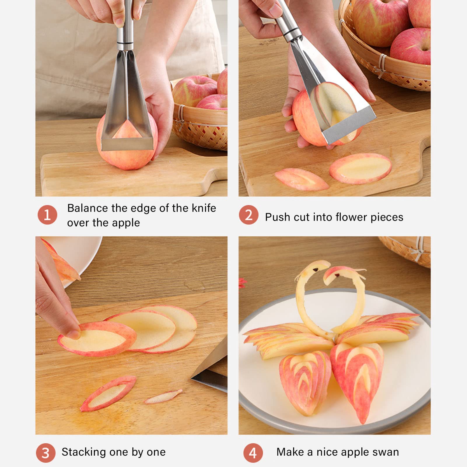 Stainless Steel Fruit Carving Knife, Antislip Engraving Blades Fruit Carving Tool V Shape Channel Knife Triangular Shape Vegetable Knife DIY Food Carving for Home Kitchen
