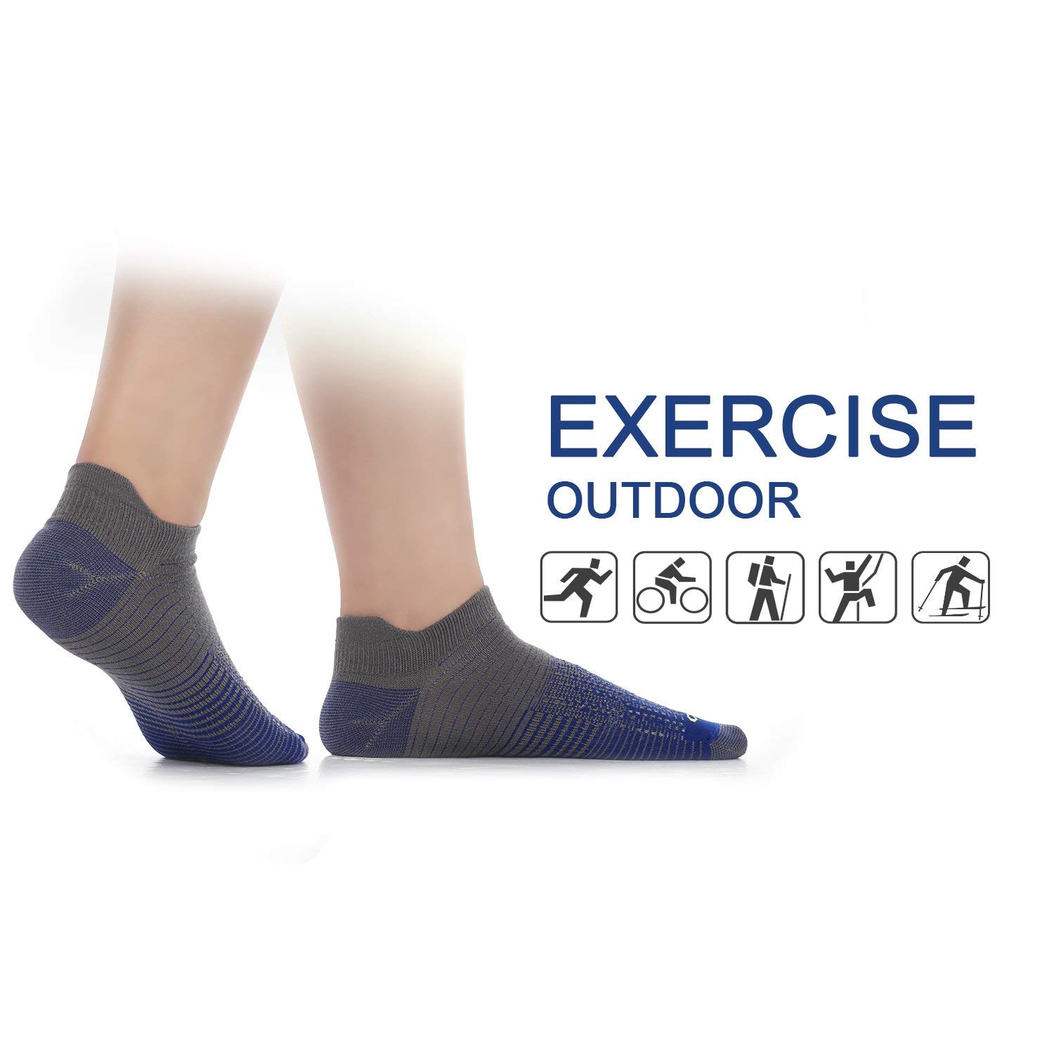 Andake Running Socks Low Cut Sports Socks Coolmax Socks No Show Cushion Socks Athletic Socks For Men Women