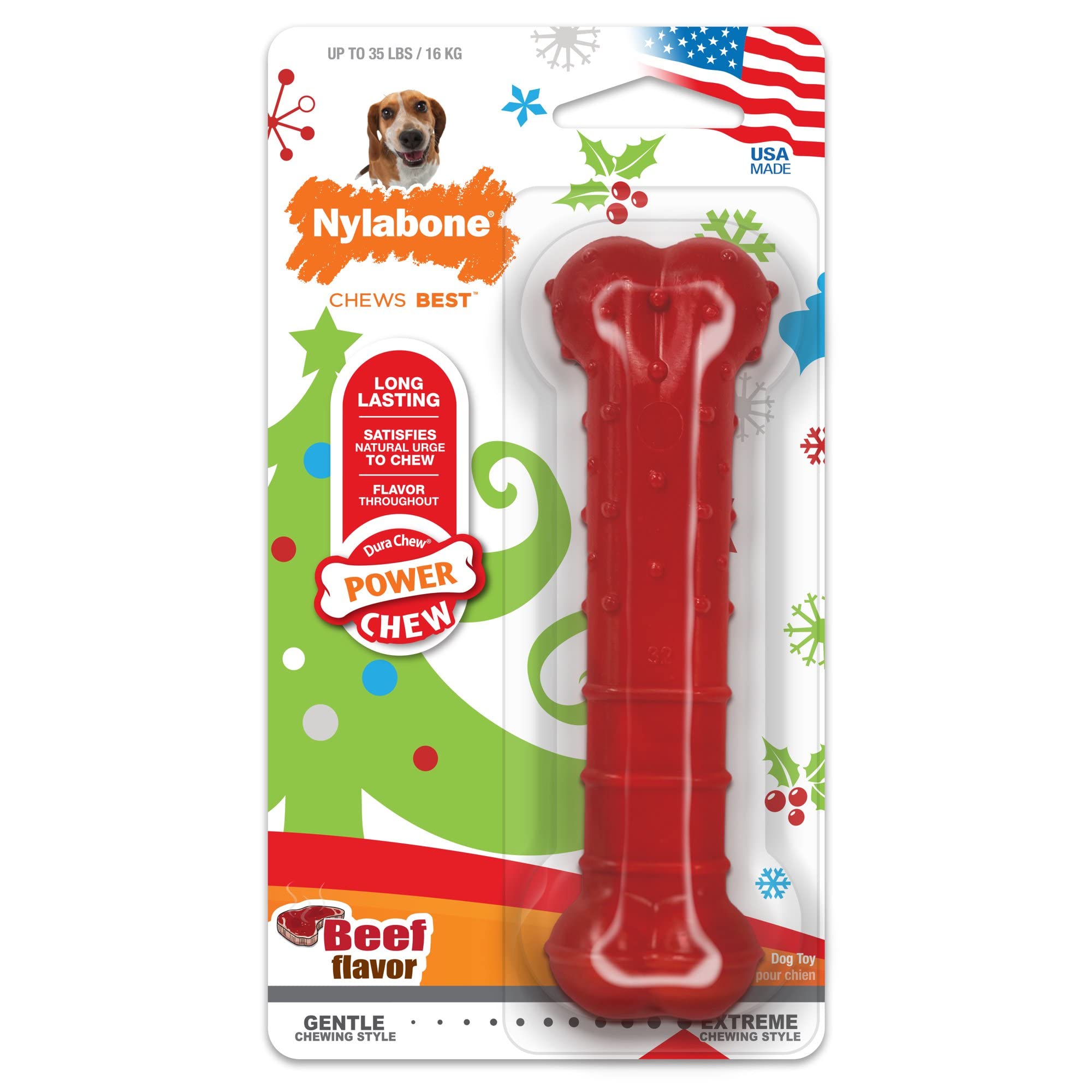 Nylabone Dura Chew Beef Flavored Bone Dog Chew Toy (Up to 35lb Dogs)