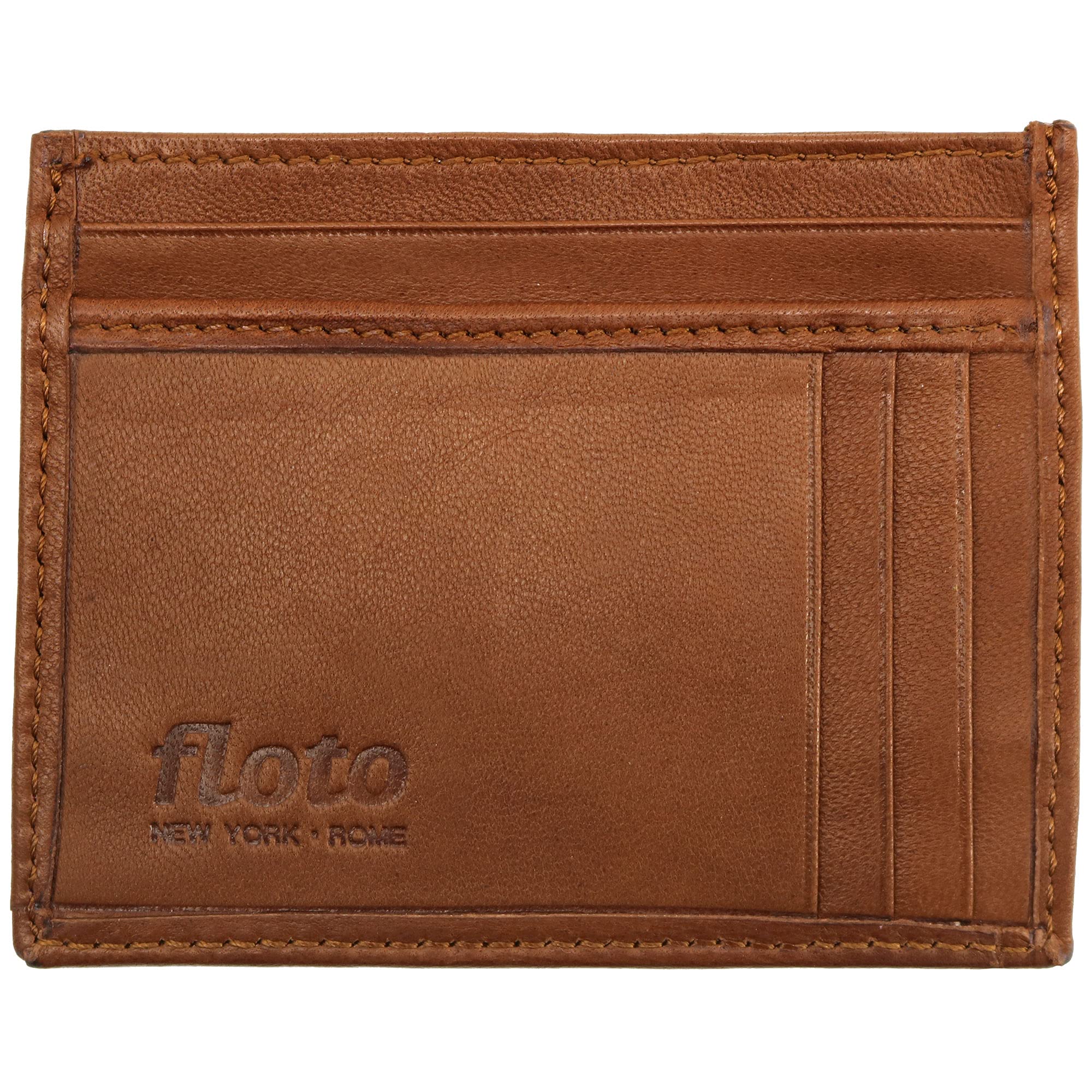 Floto Firenze Leather Card Case Slim Wallet in Nappa Lambskin Leather (Brown)