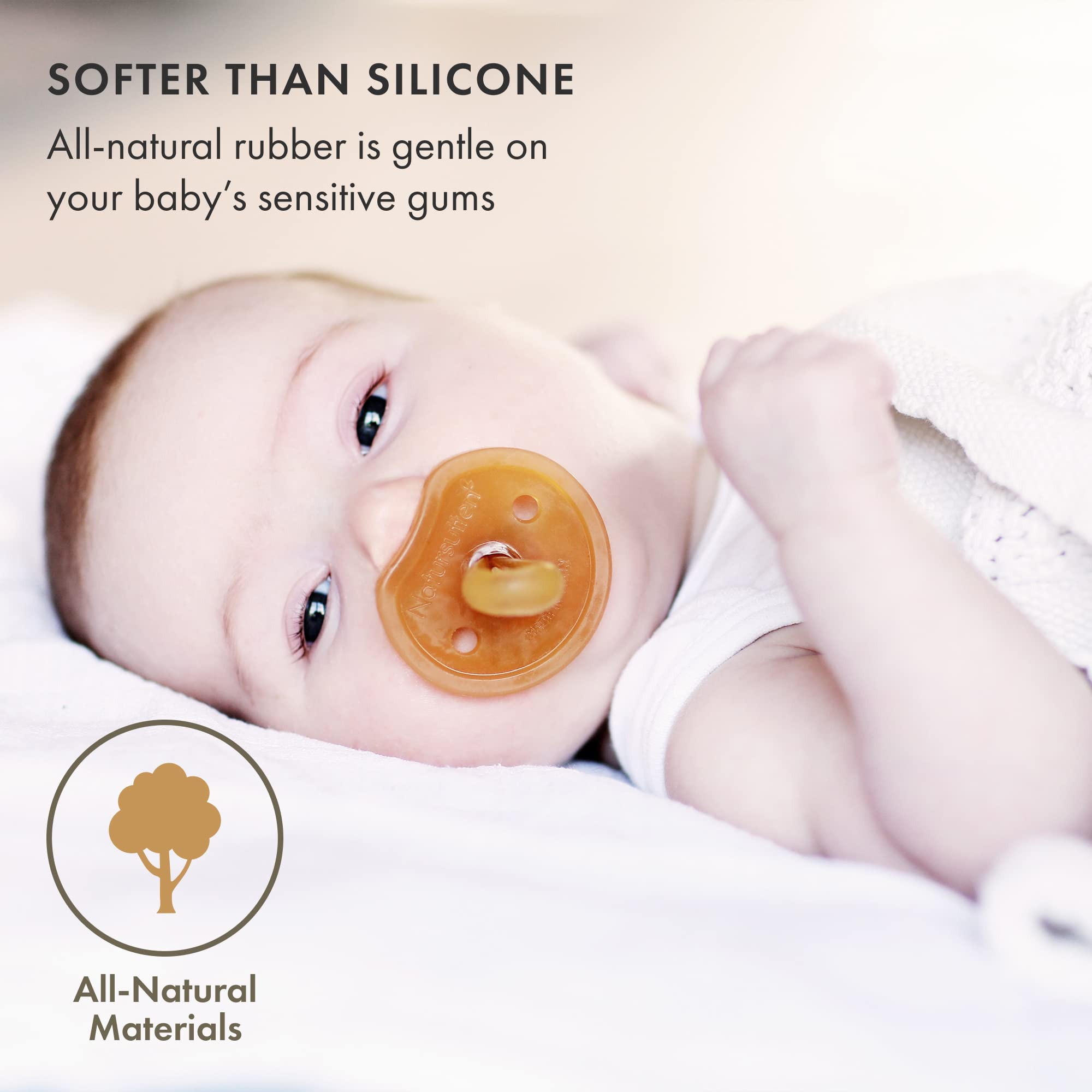 Natursutten Pacifiers 0-6 Months - 1-Pack Butterfly Shield Orthodontic Nipple Natural Rubber Safe & Soft BPA-Free Pacifiers for Breastfeeding Babies - Newborn Pacifiers Made in Italy