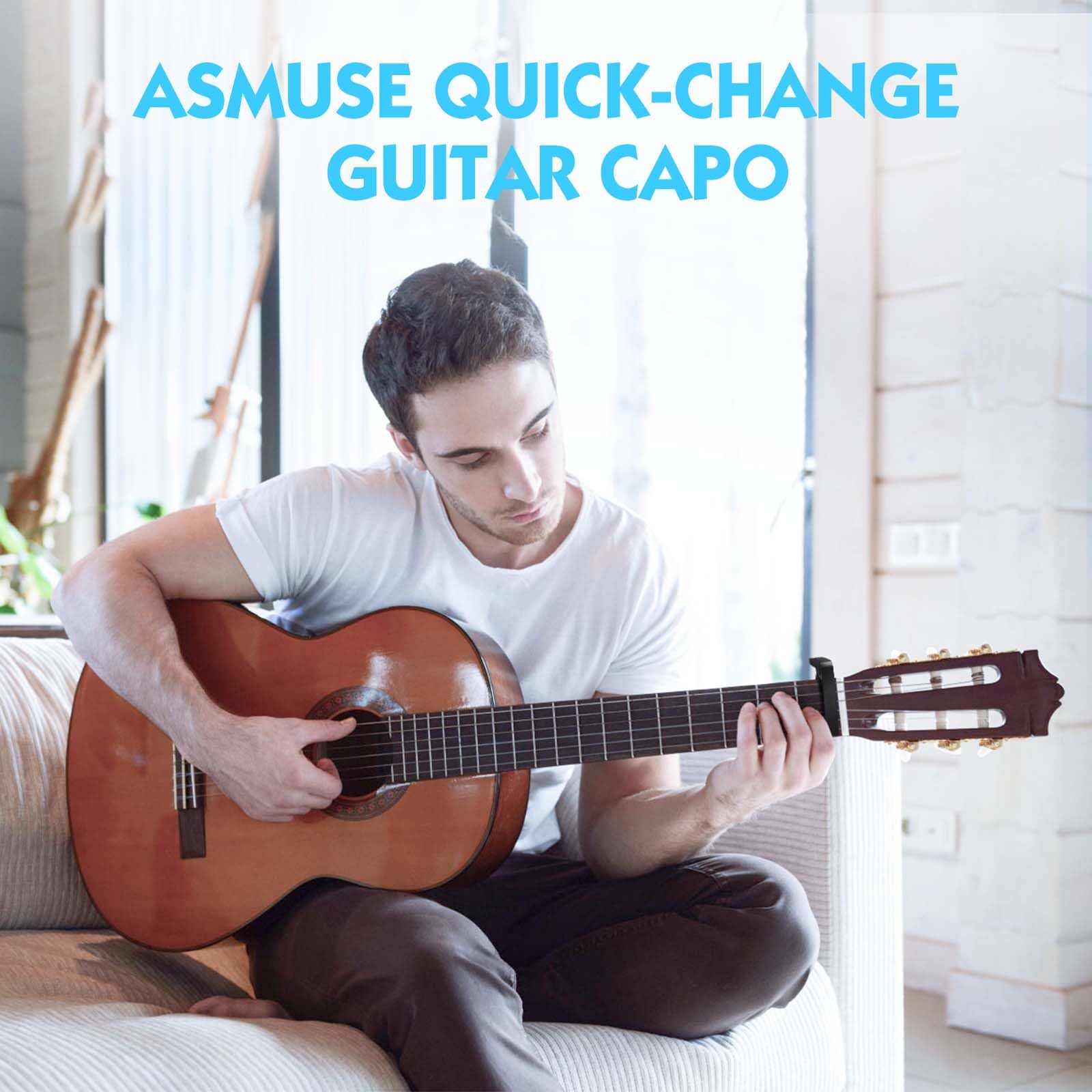 Asmuse Guitar Capo Trigger with 3pcs Guitar Picks For Acoustic And Electric Guitar (Black)