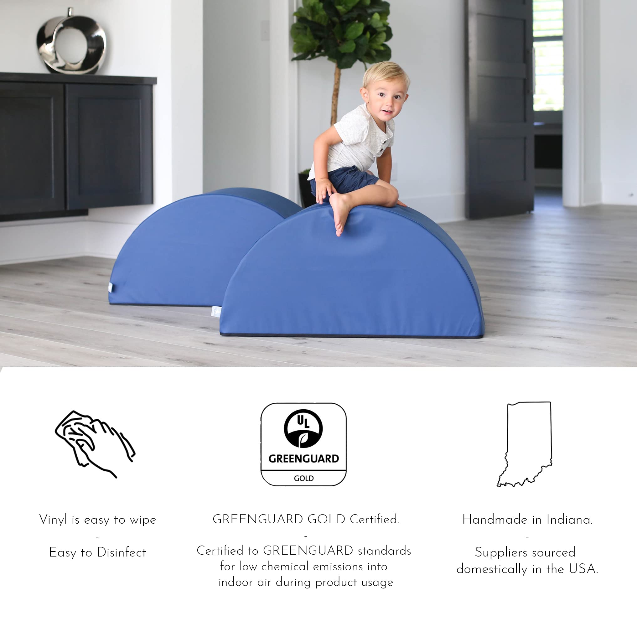 Foamnasium Blocksy Kids Couch, Indoor Foam Playset, 4 Piece Soft Toddler and Kids Active Play Couch for Crawling, Climbing, Fort Building and Jumping, Made in the US, Pewter, Medium