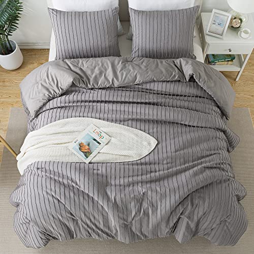Andency Grey Comforter Set King Size, 3 Pieces Boho Tufted Bed Comforter Set, Soft Lightweight Microfiber Bedding Set for All Seasons