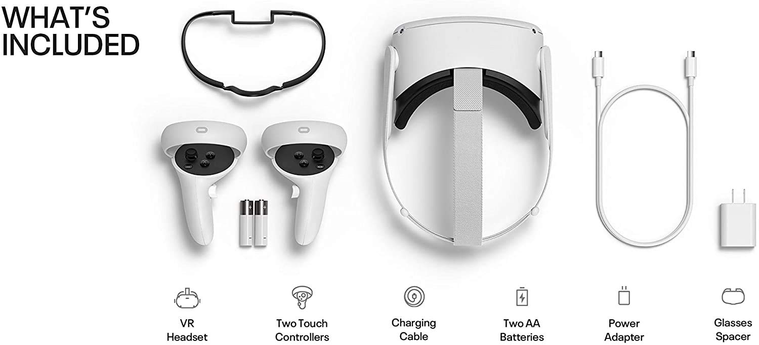 Oculus Newest Quest 2 VR 128GB Bundle for Family Christmas Holiday Entertainments, Advanced All-in-One Virtual Reality Gaming Headset β Silicone Mask Pad & Face Cover