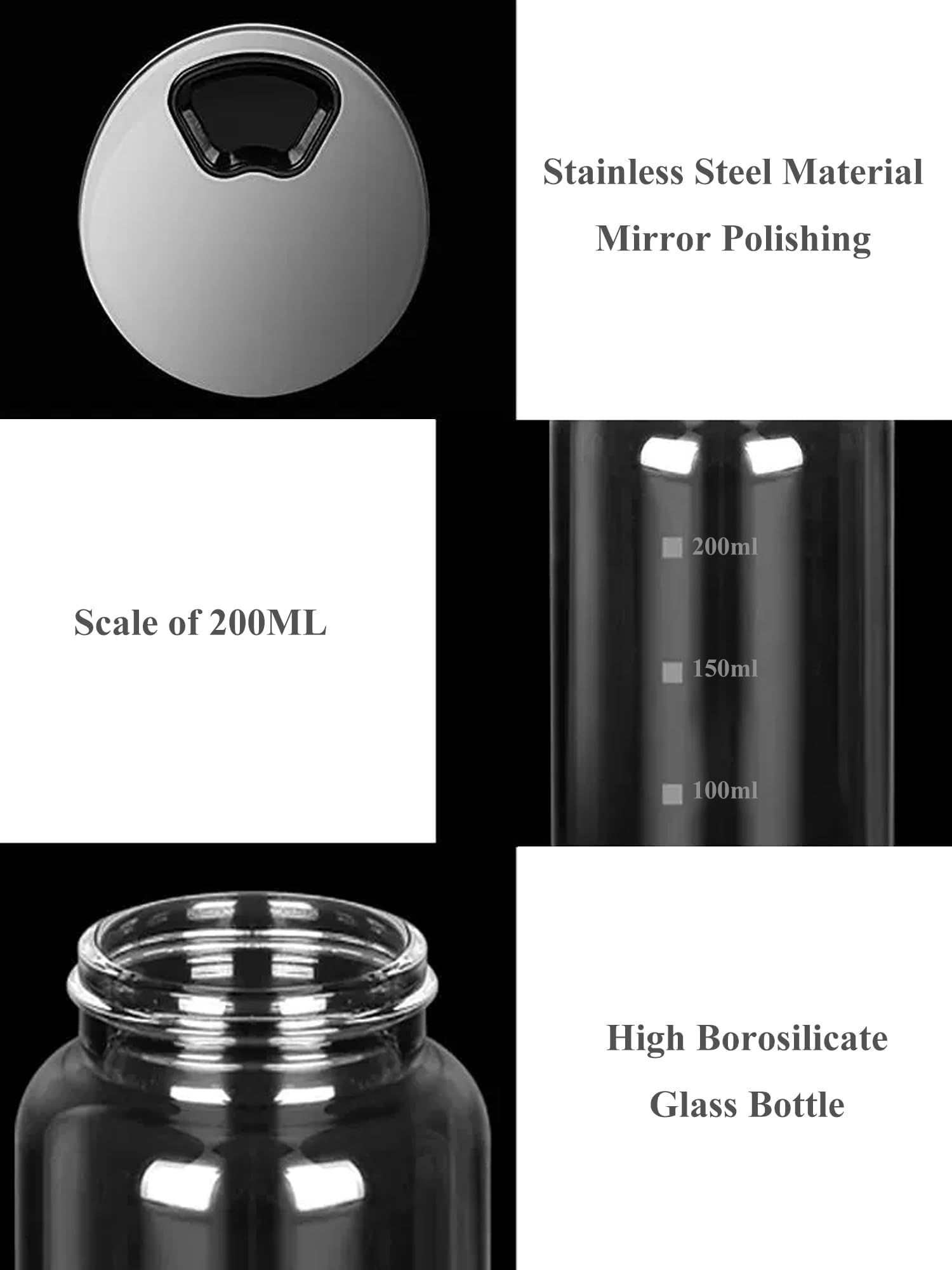 Verdental 7 oz Salt Pepper Shakers with Adjustable Outlet Holes Clear Glass Shaker Bottles Spice Seasoning Cans for Kitchen Decor and Home Restaurant BBQ Camping Farmhouse Kitchen Accessories (200ml)