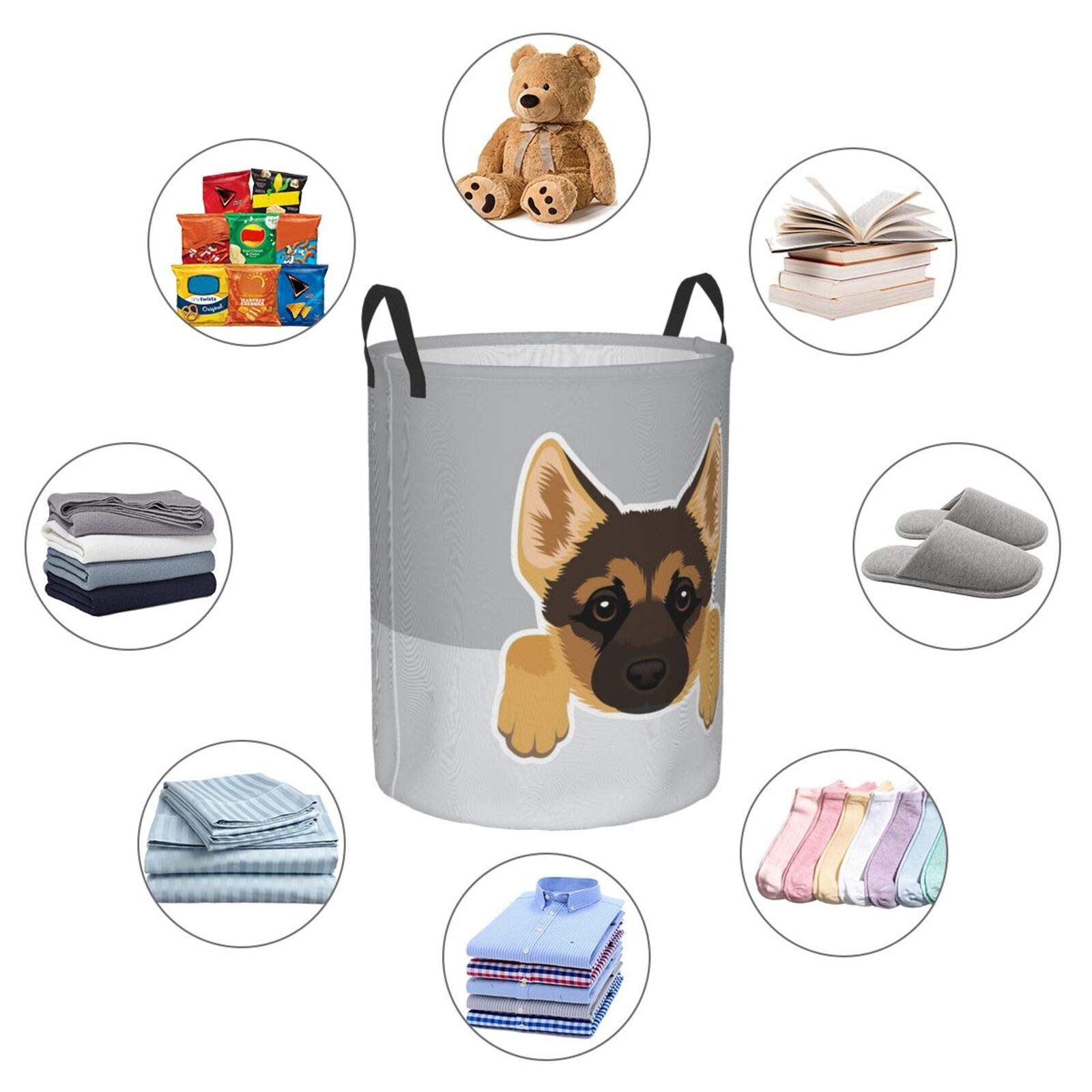 FeHuew German Shepherd Dog Collapsible Laundry Basket with Handle Waterproof Fabric Hamper Laundry Storage Baskets Organizer Large Bins for Dirty Clothes,toys,Bathroom