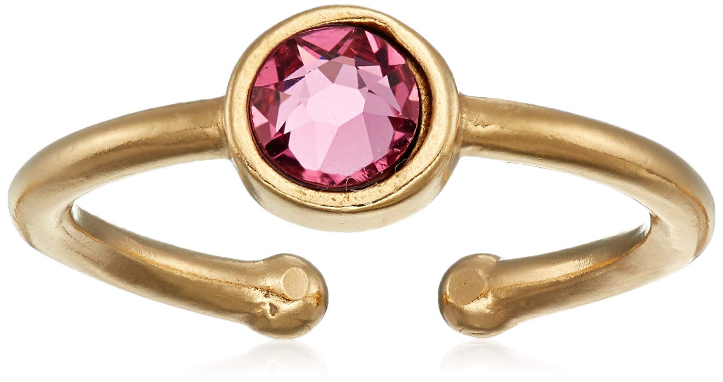 Alex and Ani Women's Swarovski Color Code Adjustable Ring October Rose, 14kt Gold Plated