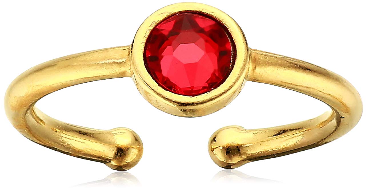 Alex and Ani Women's Swarovski Color Code Adjustable Ring July Light Siam, 14kt Gold Plated