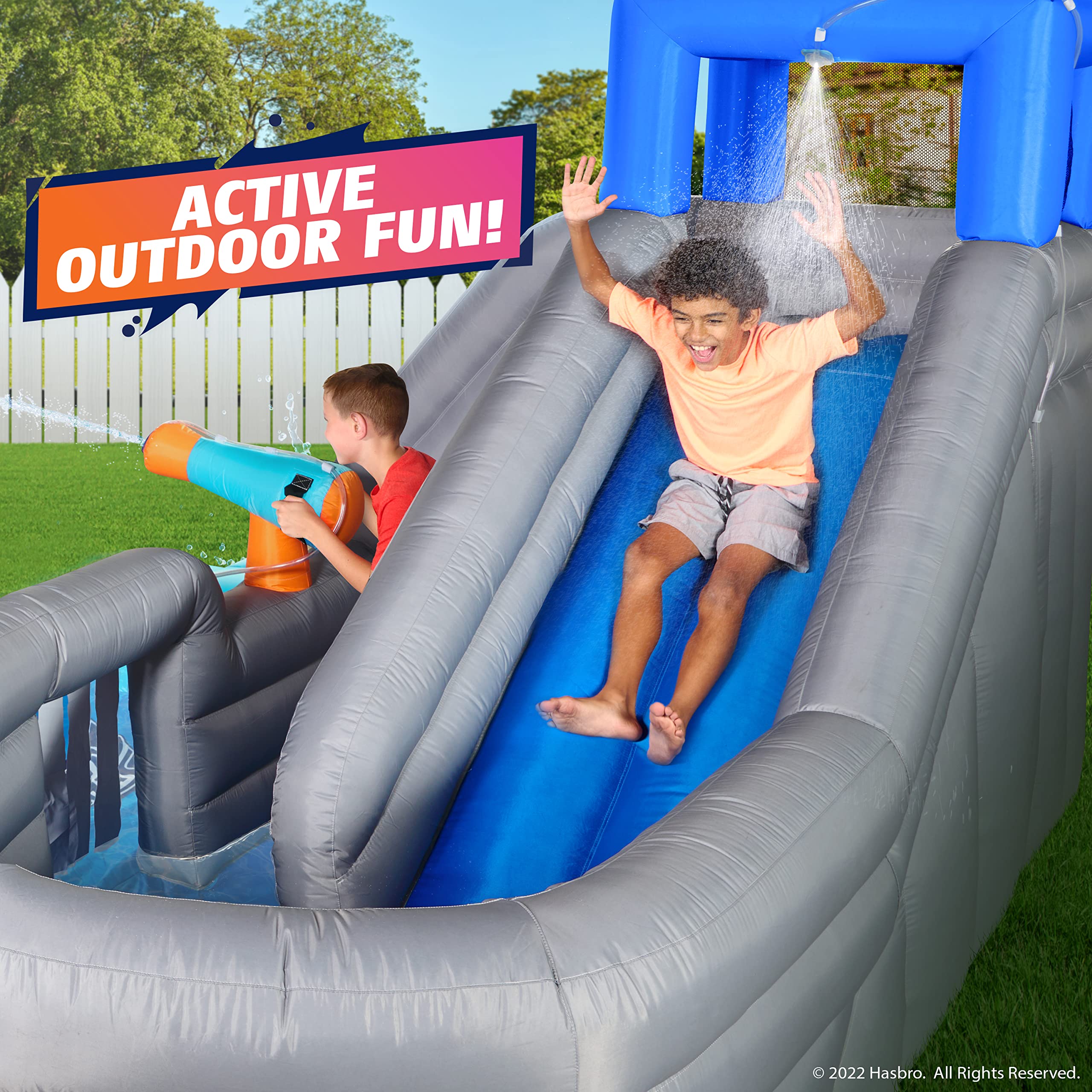 Hasbro Super Soaker Mega Battle Carrier Bounce House – Inflatable Pool Aircraft Carrier Water Park for Epic Summer Water Battles
