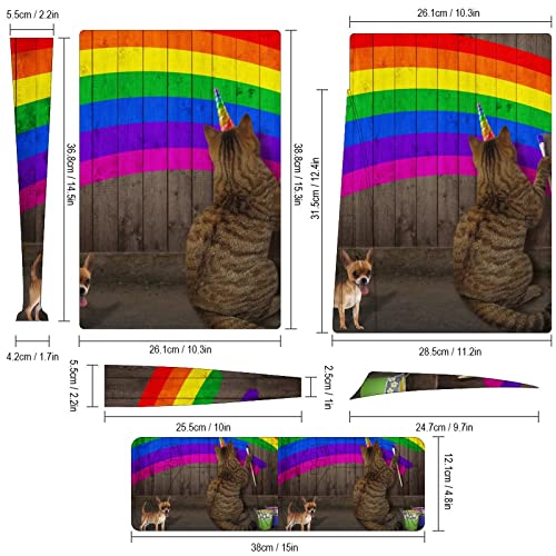 Beige Cat Unicorn Drawing Rainbow Full Protective Skin Cover Design Wrap Decal Sticker Compatible with PS5 Disk Version Console and Controller