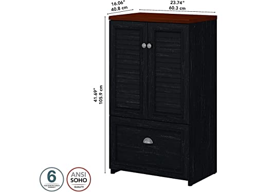 Bush Fairview 41.69-Inch H Storage Cabinet with 3 Shelves, Antique Black/Hansen Cherry (WC53980-03)