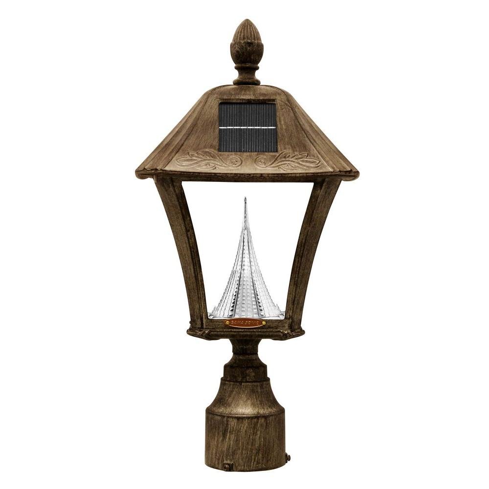 Gama Sonic GS-106FPW-WB Baytown Lamp, Outdoor Solar Light, Pole Pier & Wall Mount Kits, Warm & Bright White LED, Weathered Bronze