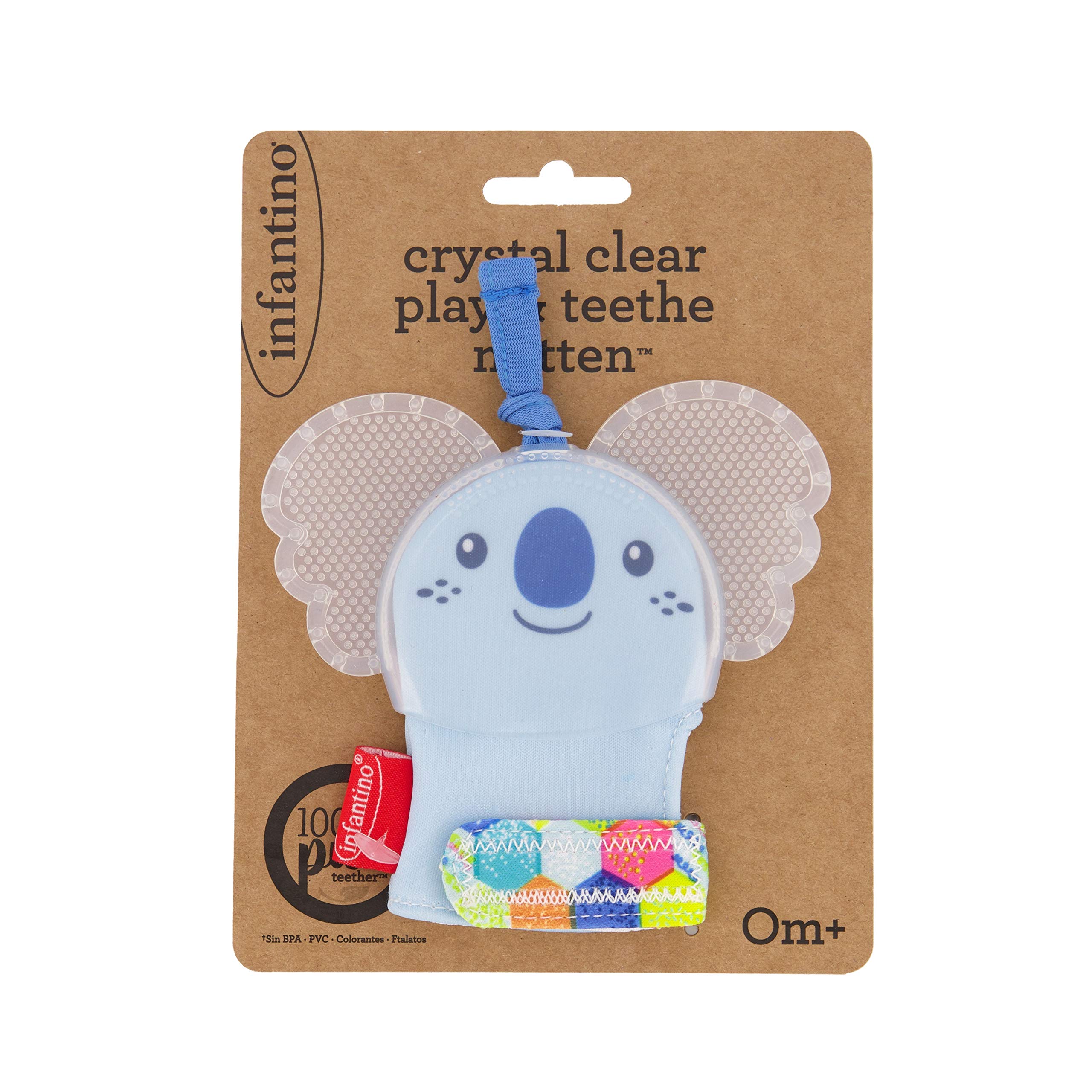 Infantino Crystal Clear Teething Mitten - Teethe & Play Wearable Soft “Mitten” with 100% Paint-Free, Dye-Free Textured Silicone. Easy-Grasp Natural Rubber Teether for Baby (Koala)