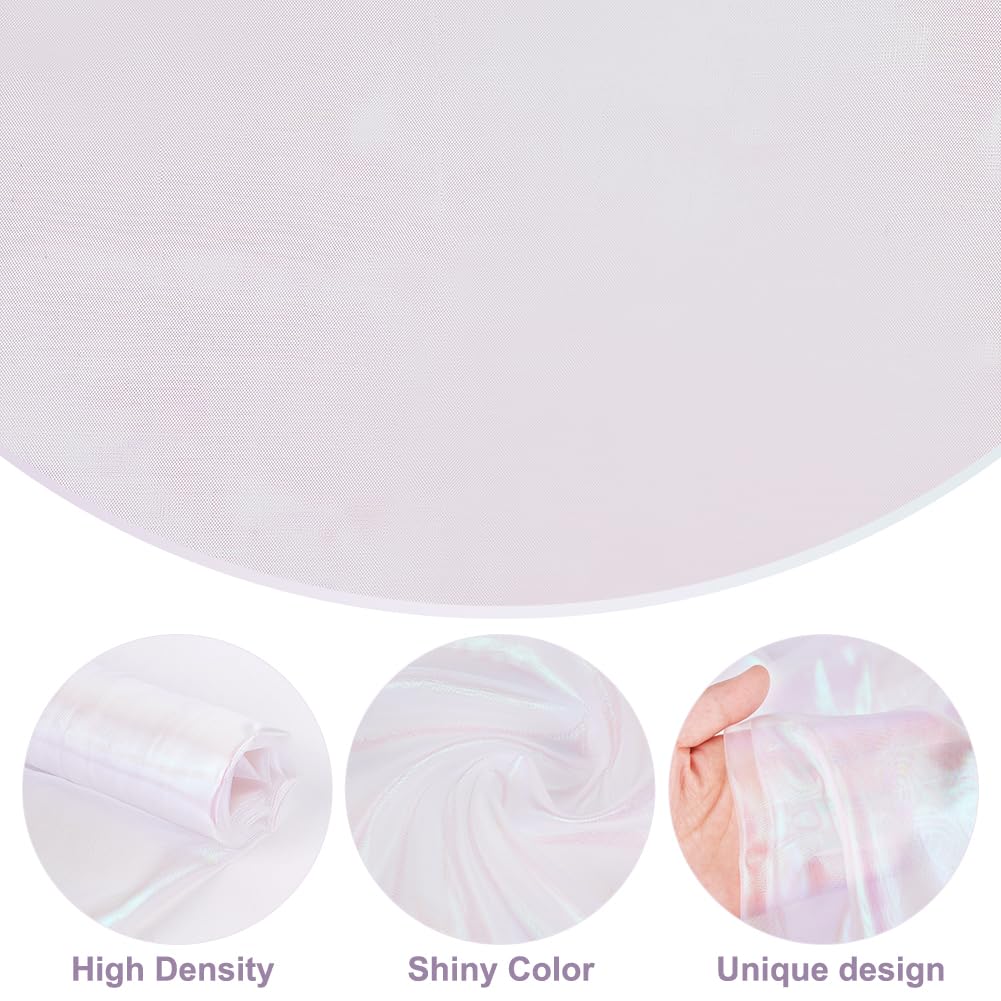 BENECREAT 3.3 Yard Magic White Rainbow Laser Gradient Organza Lace Fabric, Iridescent Holographic Gauze Fabric for Bridal Veils Dress, DIY Crafts Curtain Home Decor