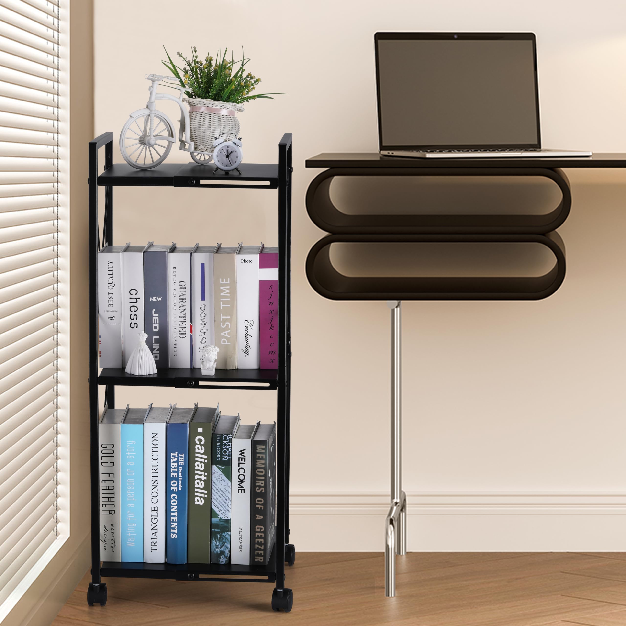 Boulphia 3 Tier Narrow Shelf Unit for Small Spaces, Shelf Between Washer and Dryer, Expandable, Narrow, Laundry Shelf Between Washer and Dryer, Ideal for Bathroom, Kitchen, Storage, Laundry