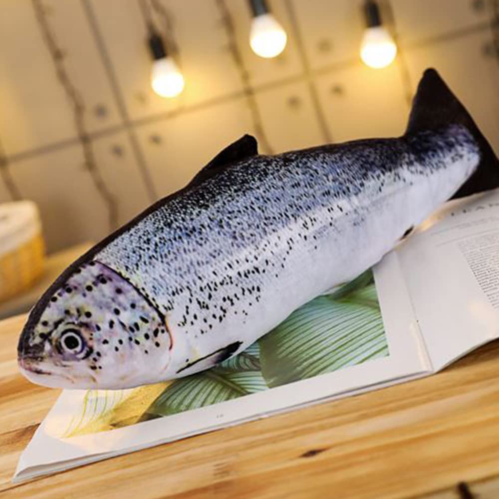 OUKEYI 31.5“Simulation Fish Plush Toy Pillow,Decorate Soft Fish Decorate Pillow Cushion Stuffed Decorate Oversized Pillow Creative Gift Home Decor (Salmon)
