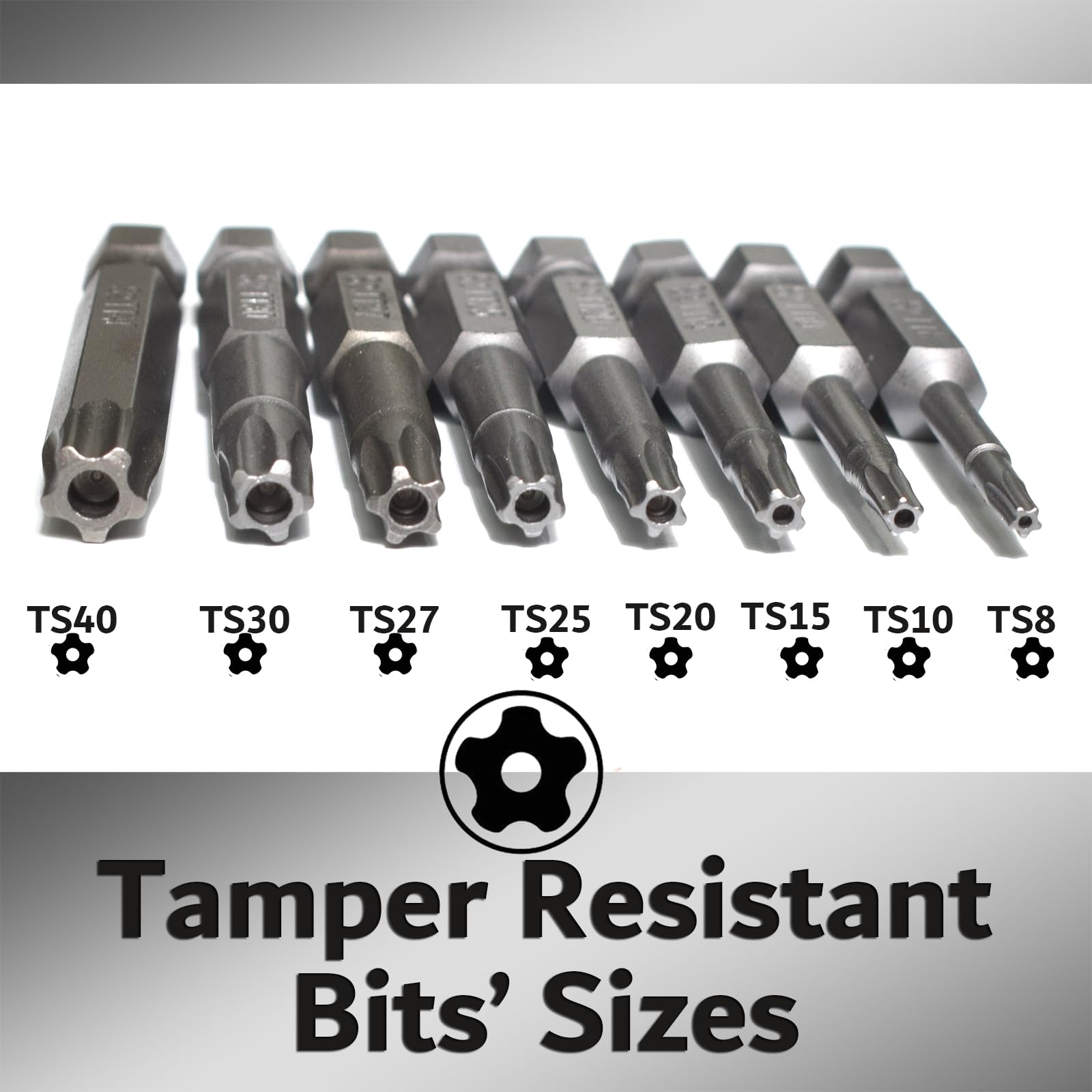 SKZIRI 8Pcs 5 Point Torx Star Security Screwdriver Bits Set Magnetic Tamper Proof T8-T40 1/4" Hex Shank