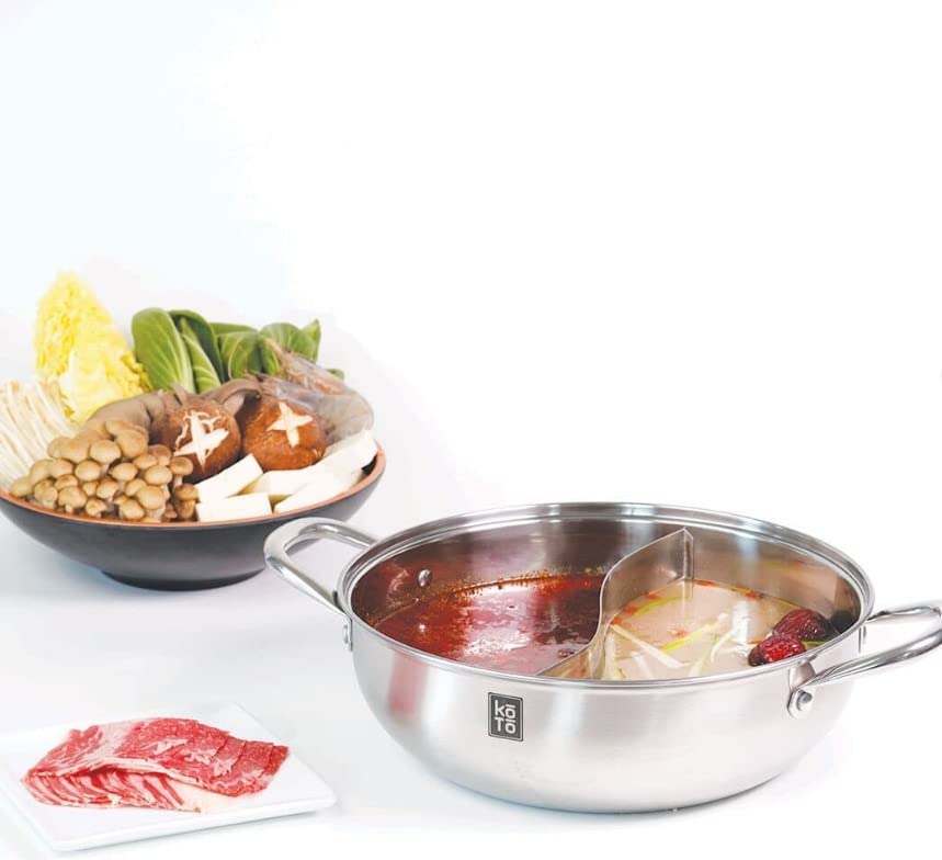 KOTO Premium 304 Stainless Steel pot, Shabu Shabu, Hot Pot, (DOUBLE) 30CM (11.8'')