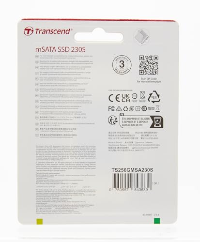 Transcend 256GB MSA230S mSATA SSD, MO-300A, Solid State Drive, SATAIII - TS256GMSA230S
