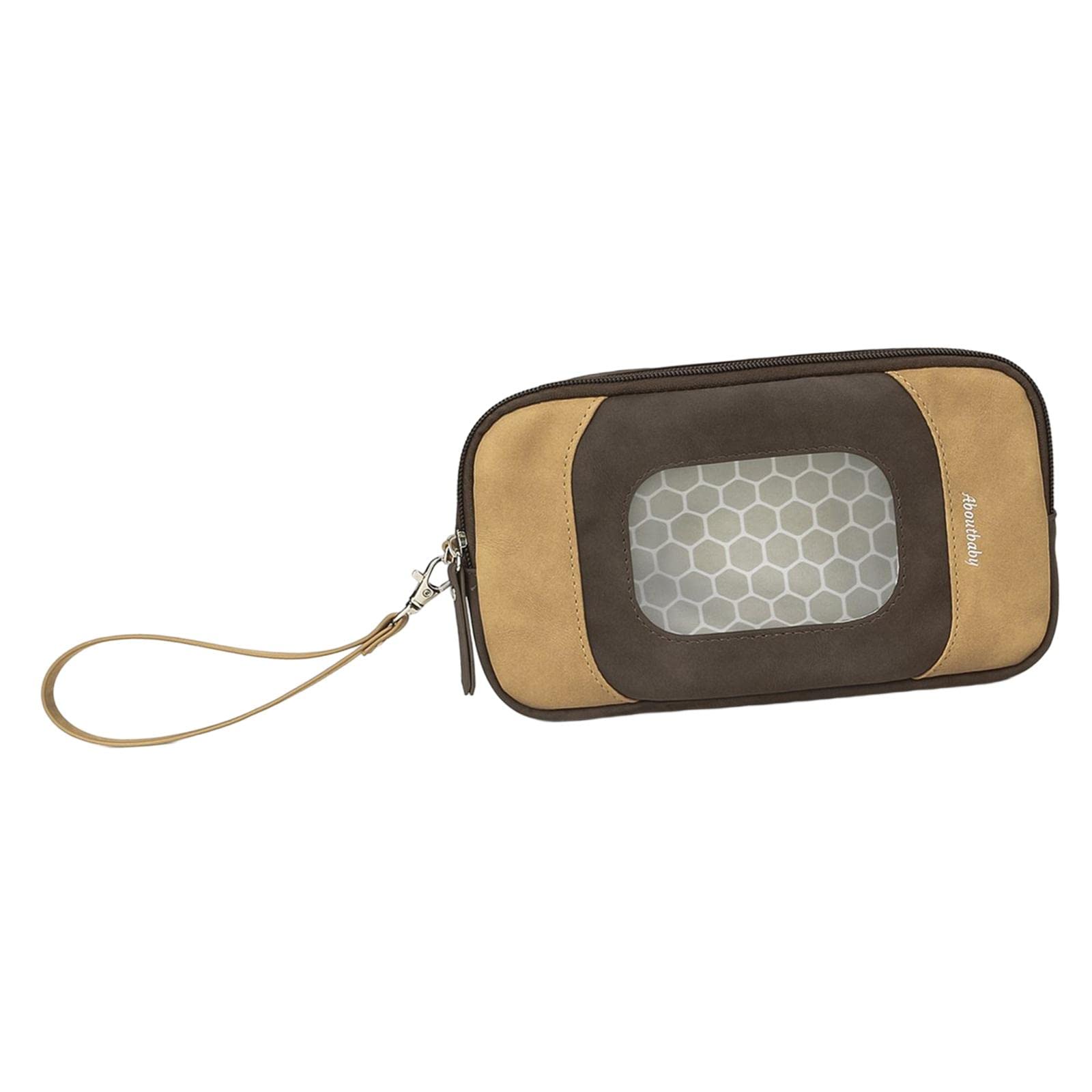 AMLESO Portable Wet Wipes Bag Dispenser Reusable Carrying Case Refillable Wipes Pouch Holder for Outdoor Travel, Brown