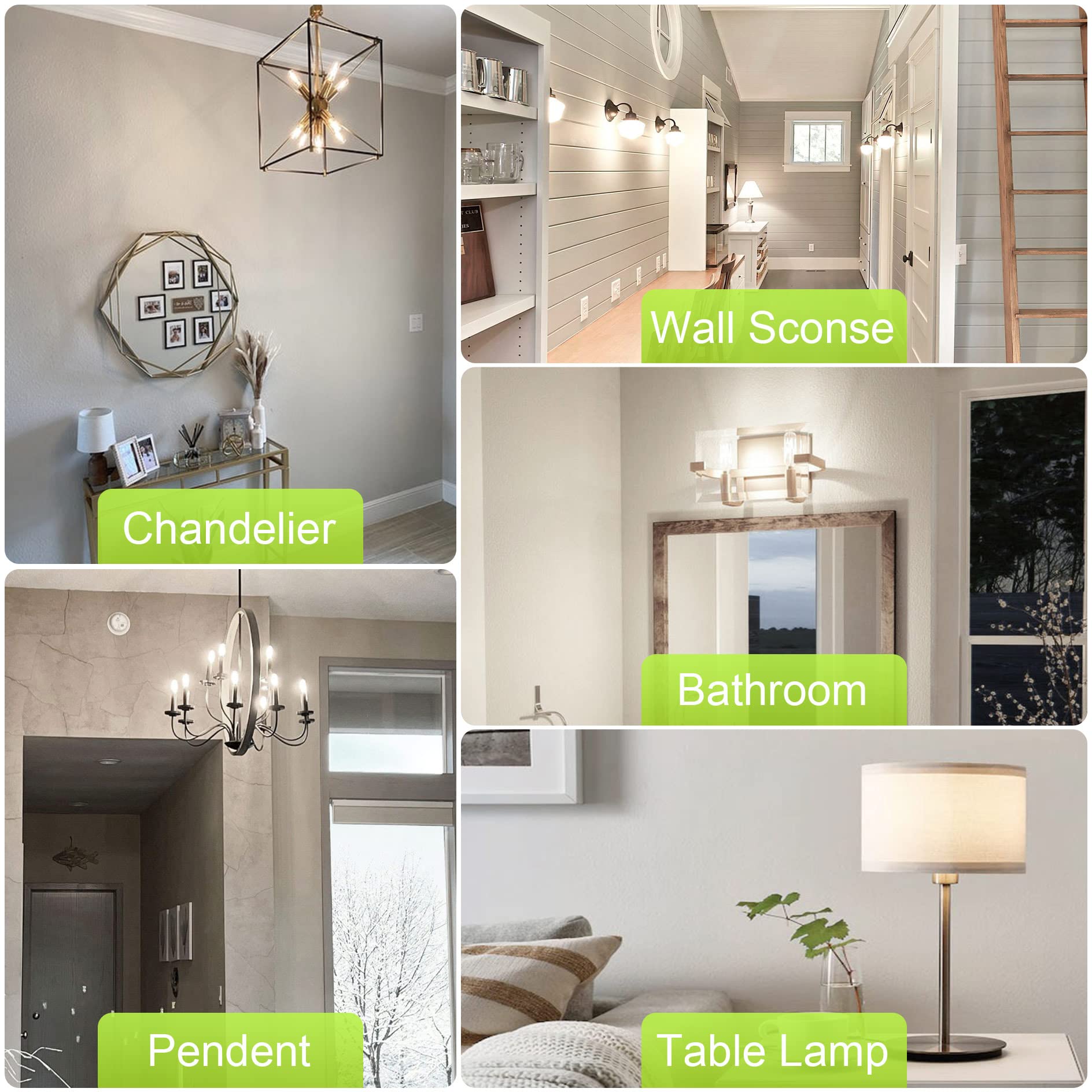 hansang E12 Candelabra LED Light Bulbs, 40W Equivalent, 4000K Natural Daylight, Dimmable E12 Small Base Edison Bulbs for Ceiling Fan, Type B Chandelier Light Bulbs, 120V, CRI85+, 400LM, 8 Pack