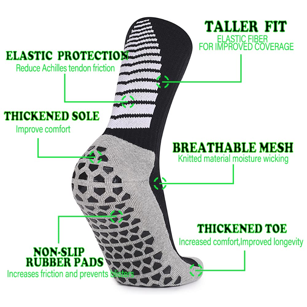 Anti-Skid Socks With Grips Non Slip Socks Ideal For Strenuous Exercise, Yoga, Pilates, Fall Prevention (2 Pairs Green)