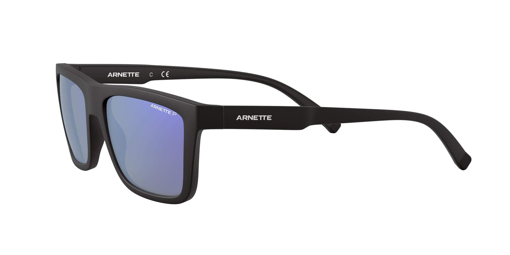 ARNETTE Unisex Sunglasses Shiny Black Frame, Dark Grey Lenses, 55MM