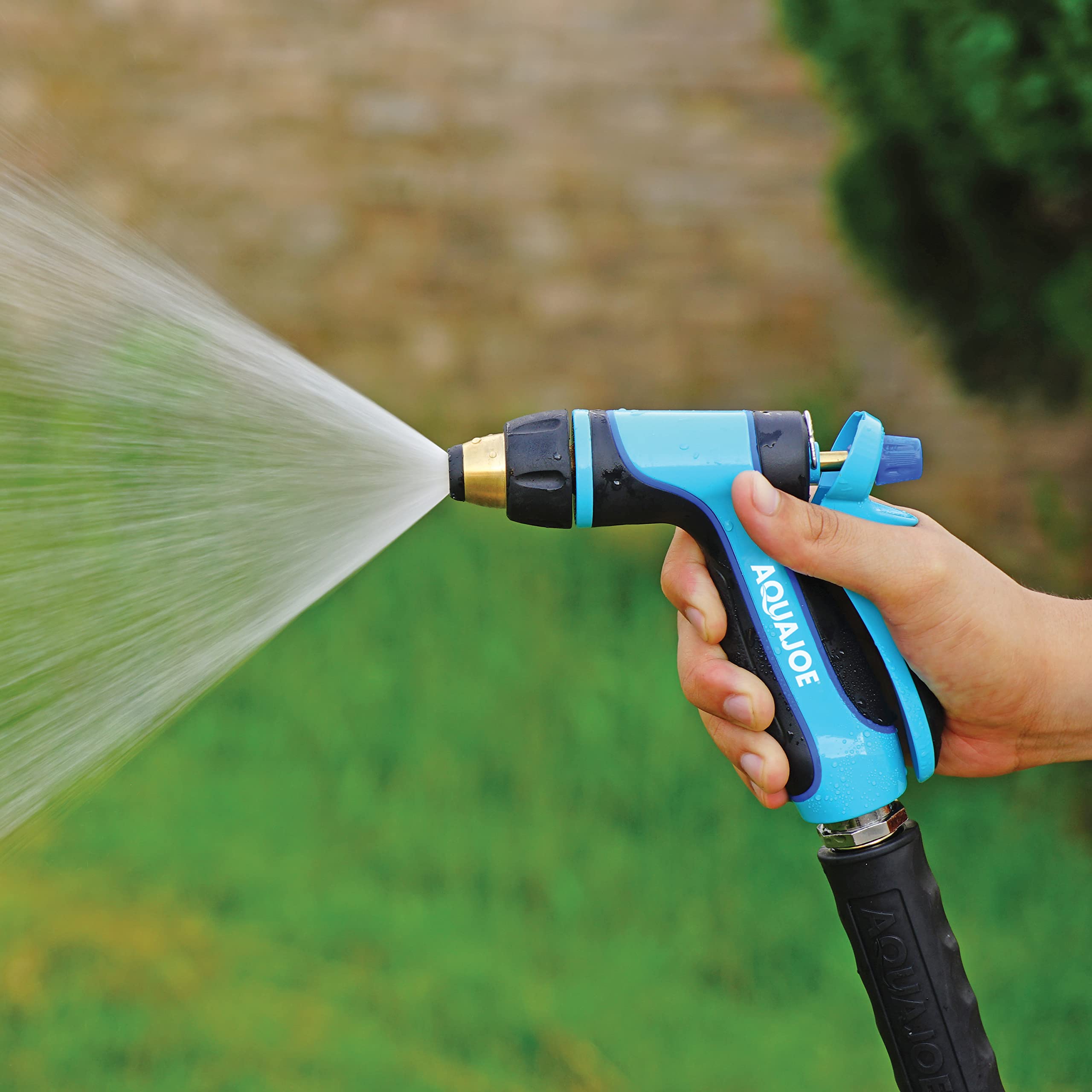Aqua Joe AJHN105 Indestructible Multi-Function Adjustable Hose Nozzle, Trigger Flow Control, 3 Selectable Settings