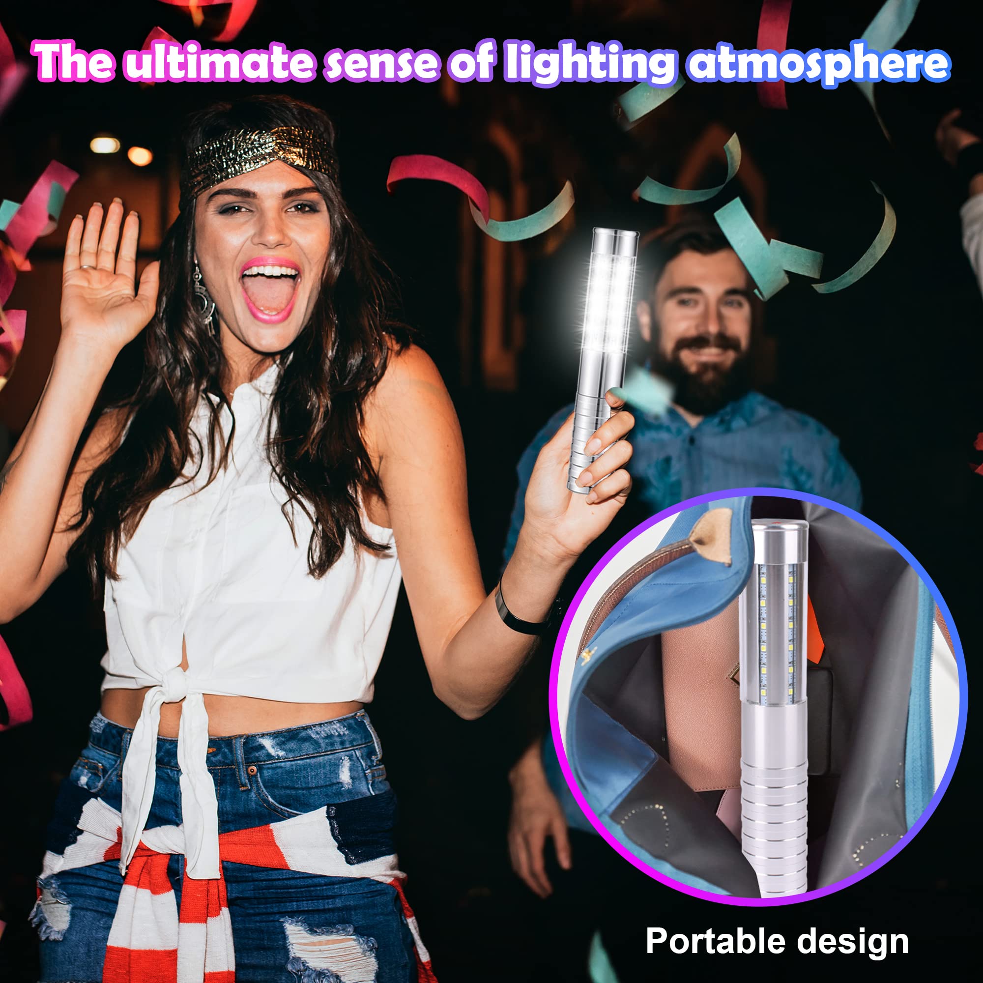 Arrozon LED Strobe Baton Light LED Bottle Service Light Party Flashing Light, Reusable Handheld Light with 3 Lighting Modes for Party,Concert Event Outdoor, Festivals, Bars, Concert Event