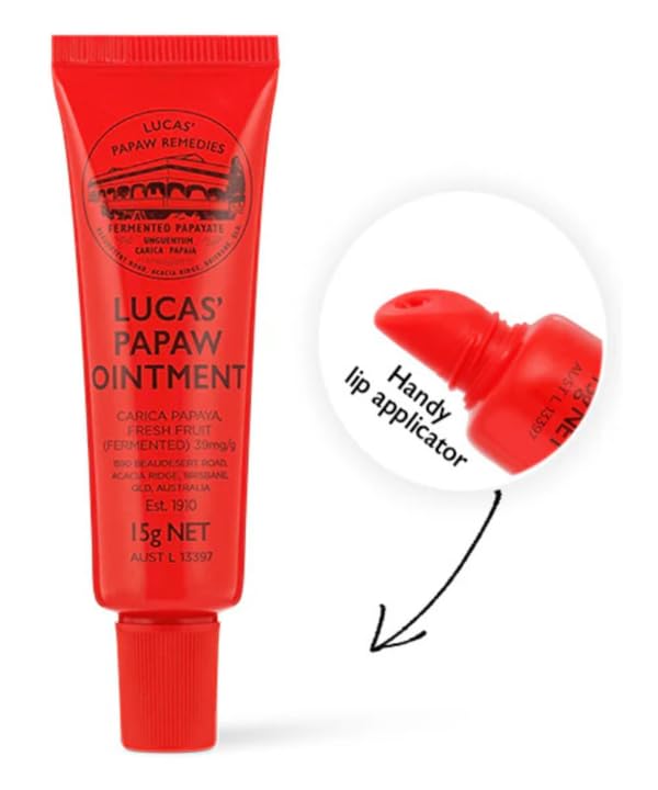 Lucas Papaw Ointment 15G (With Lip Applicator) | Best Paw Paw Cream for Chapped Lips, Minor Burns, Sunburn, Cuts, Insect Bites and Diaper Rash