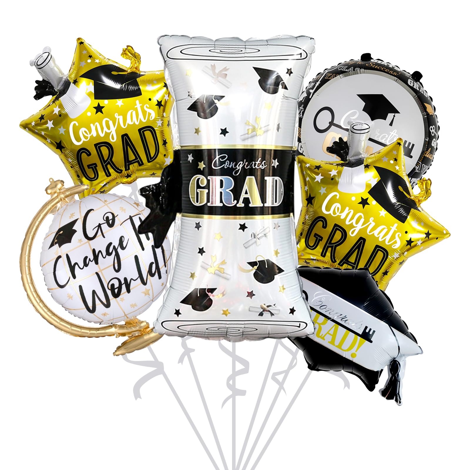 BACOKEY 6Pcs Congrats Balloons for Graduation Decorations Class of 2024 Graduation Party Decorations for College High School Graduation Party Graduation Decorations
