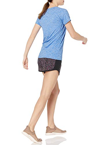 Amazon Essentials Women's Tech Stretch Cap-Sleeve T-Shirt, Pack of 2, Blue Space Dye/Navy, X-Large