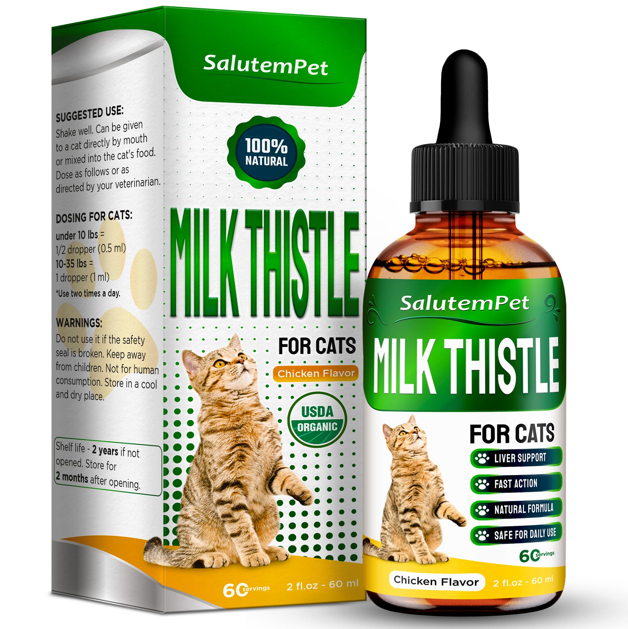 Milk Thistle for Cats | Cat Milk Thistle | Milk Thistle Cats | Liver Support for Cats | Natural Ingredients | 2 Pack x 2 Oz