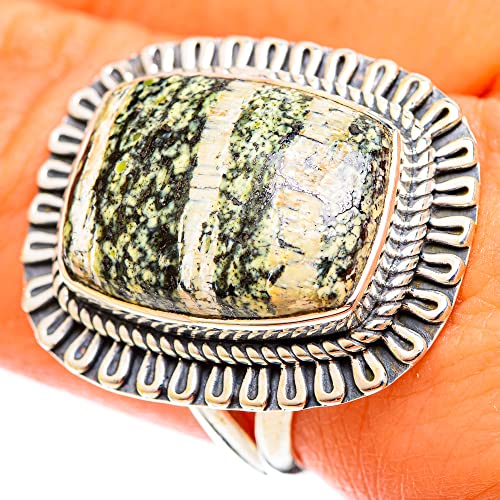 Ana Silver Co Green Swiss Opal Ring Size 8.5 (925 Sterling Silver) - Handmade Jewelry, Bohemian, Vintage RING121947
