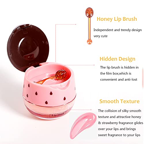 Bee Balm Lip Balm Honey Pot, Strawberry Mask Hydrating Prevention Dry and Cracked Lip Scrubs Exfoliator, Moisturizing Propolis Lip Balm Bee Balm with Stick