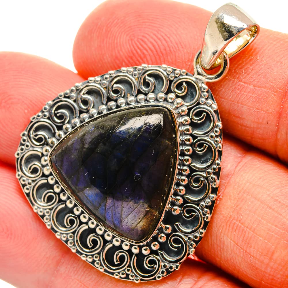 Ana Silver Co Labradorite Pendant 1 7/8" (925 Sterling Silver) - Handmade Jewelry, Bohemian, Vintage PD25209