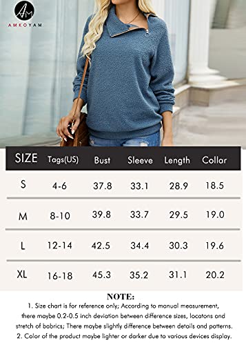 Amkoyam Women's Long Sleeve Lapel Faux Fleece Shaggy Lightweight Warm Sweatshirt Fuzzy Zipped Up Pullover(Camel, Small)