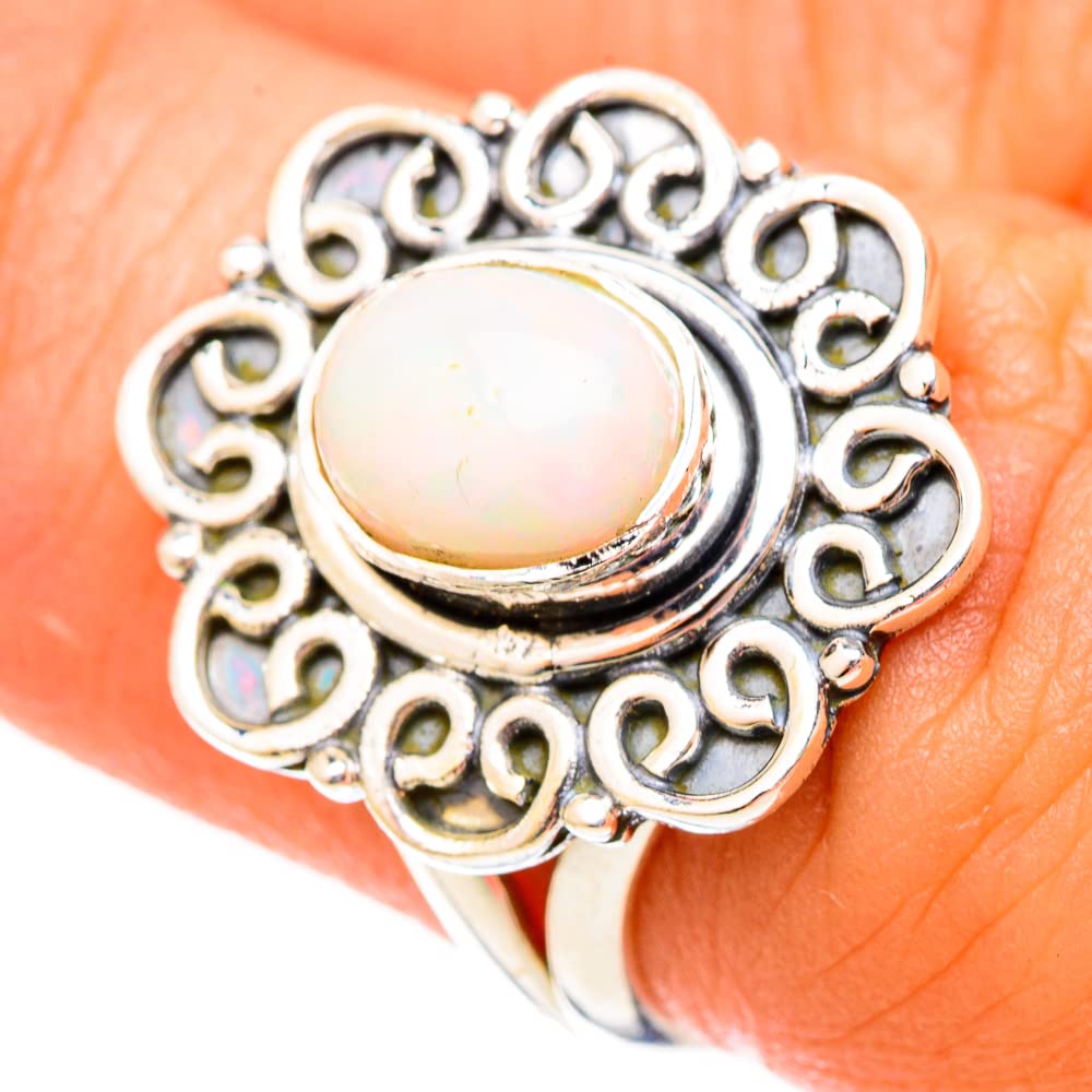 Ana Silver Co Natural Ethiopian Opal Ring Size 6.5 (925 Sterling Silver) - Handmade Jewelry, Bohemian, Vintage RING121393