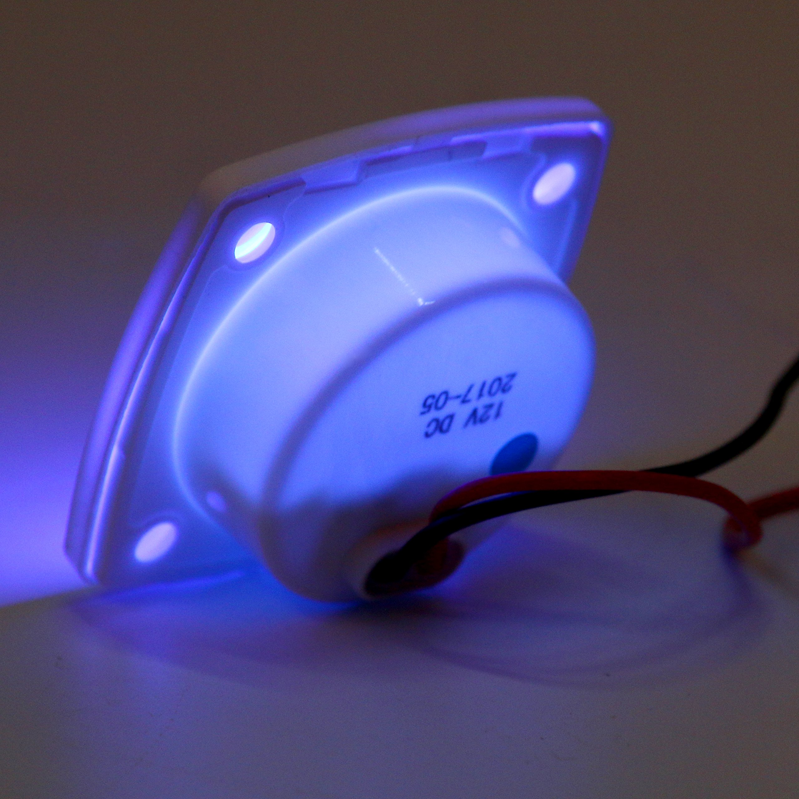 Amarine Made Boat Marine RV Auto 12 Volt LED Square Courtesy Floor Light Companion Way Blue 12v Light -Bezel Color: White (2 PCS)