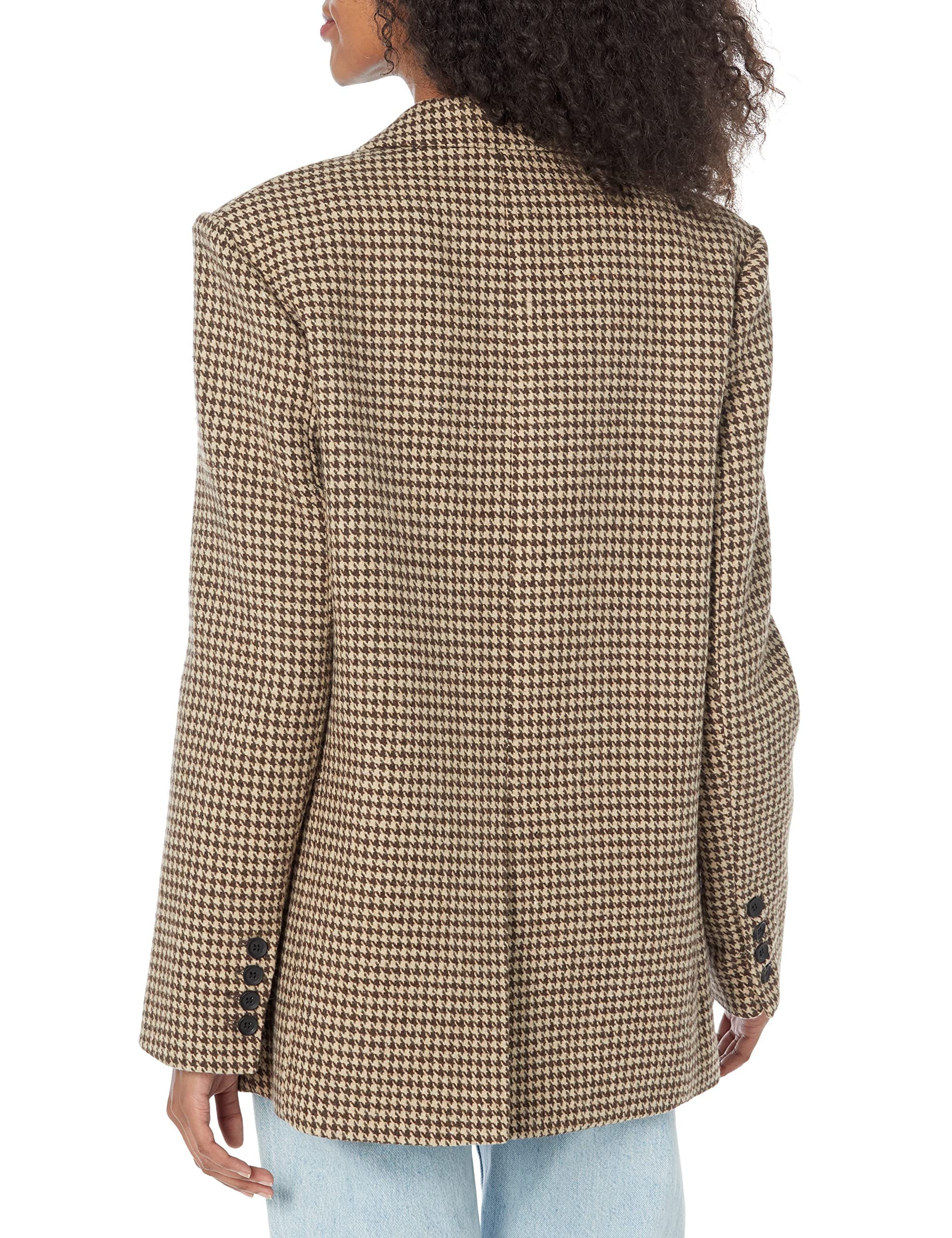 ASTR the label Women's Rachel Blazer, Brown Houndstooth, Small